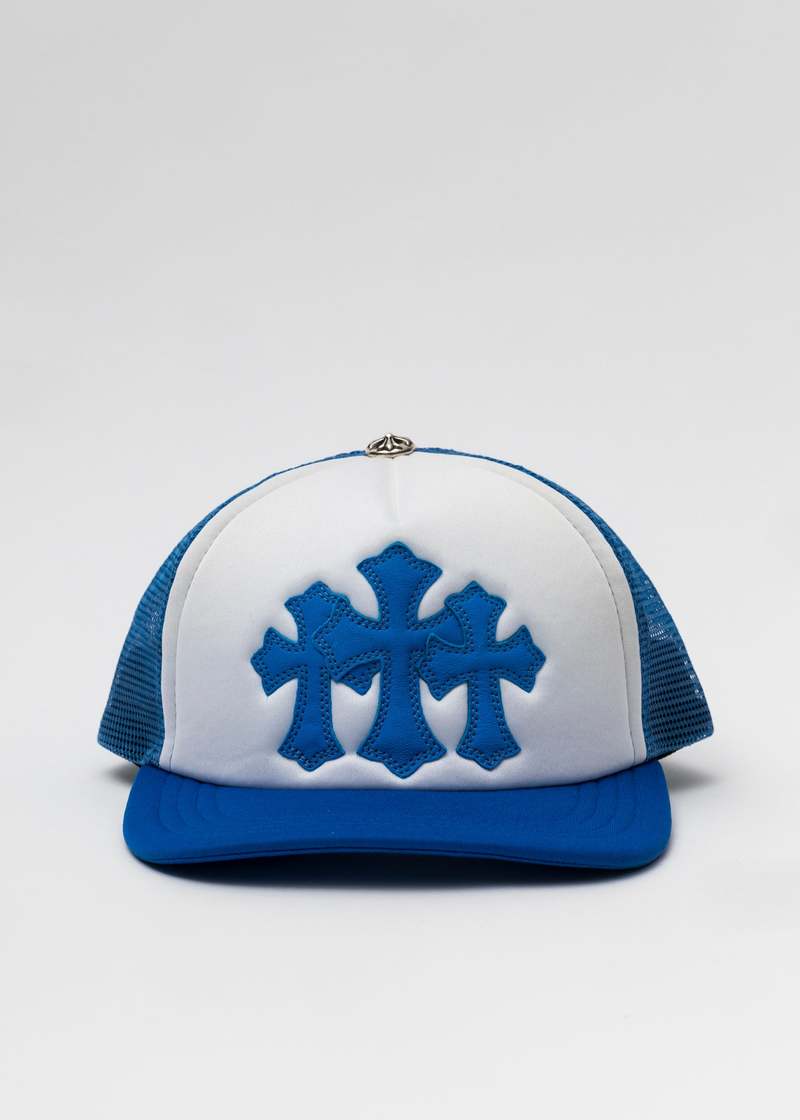 Chrome Hearts Cemetery Triple Cross Trucker Hat Blue – KITSUNE HYPE DEPT